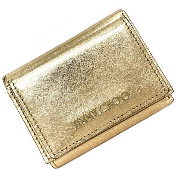 Jimmy Choo | Bags | Jimmy Choo Trifold Wallet Gold Naima Etz 73 Leather ...